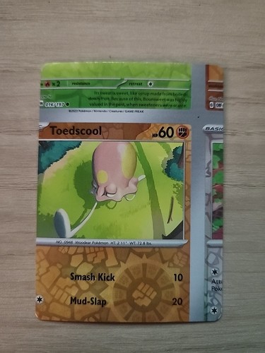 Pokemon Card - Error Miscut NFC Toedscool Obsidian Flames 118/197 ...