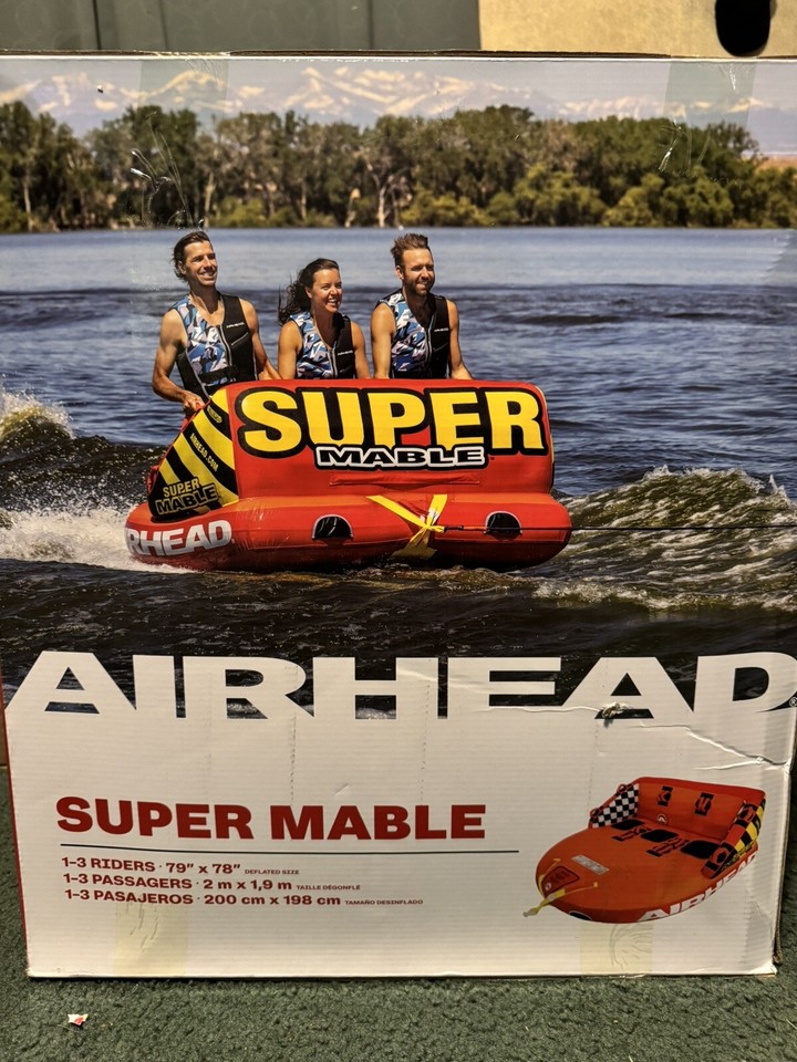 Airhead Super Mable Inflatable 3-Rider Towable Tube for Boating ...