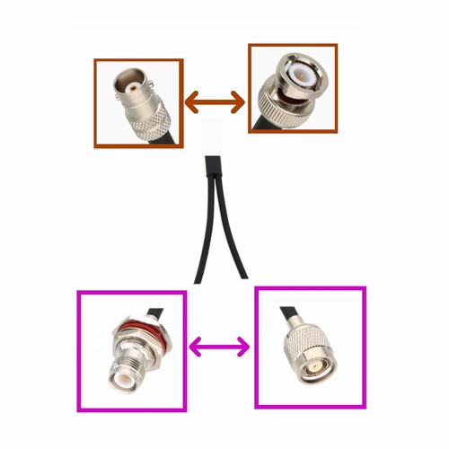 1x BNC to 2x RP-TNC Male/Female Antenna GPS Splitter/Combiner Y Adapter ...