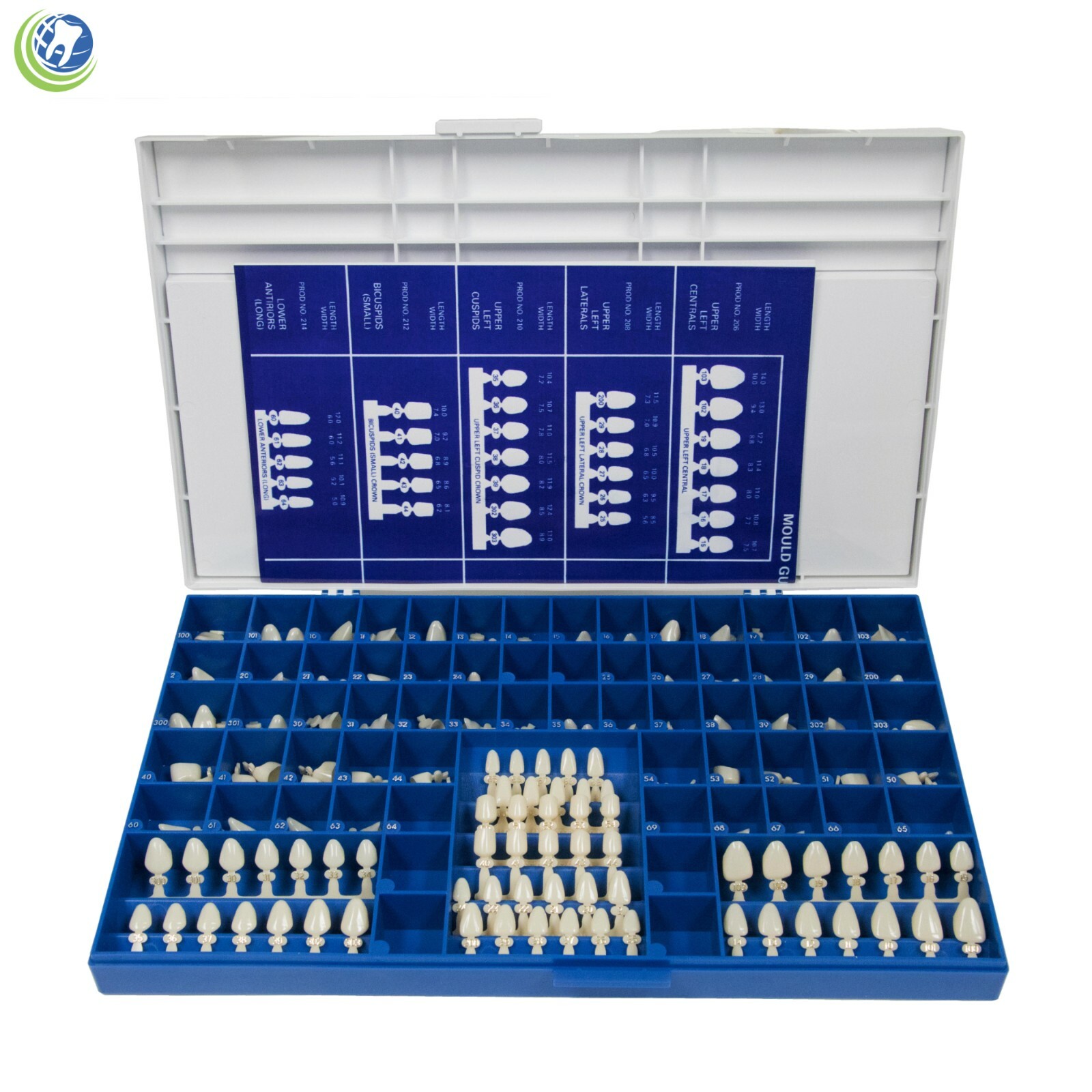 NEW POLYCARBONATE TEMPORARY DENTAL CROWNS BOX KIT 180 PCS