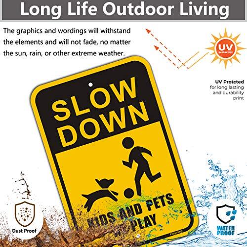 2 Pack Slow Down Kids and Pets at Play Yard Signs 18 x 12 Inches Slow ...