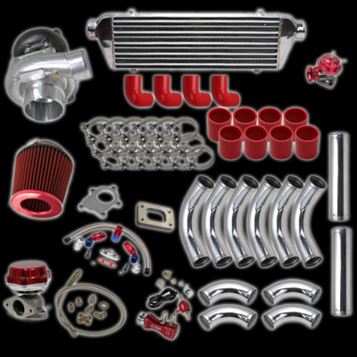 STAGE 2 RED 12PC 7PSI UPGRADE T3/T4 TURBO TURBOCHARGER KIT AR .63 STAGE ...