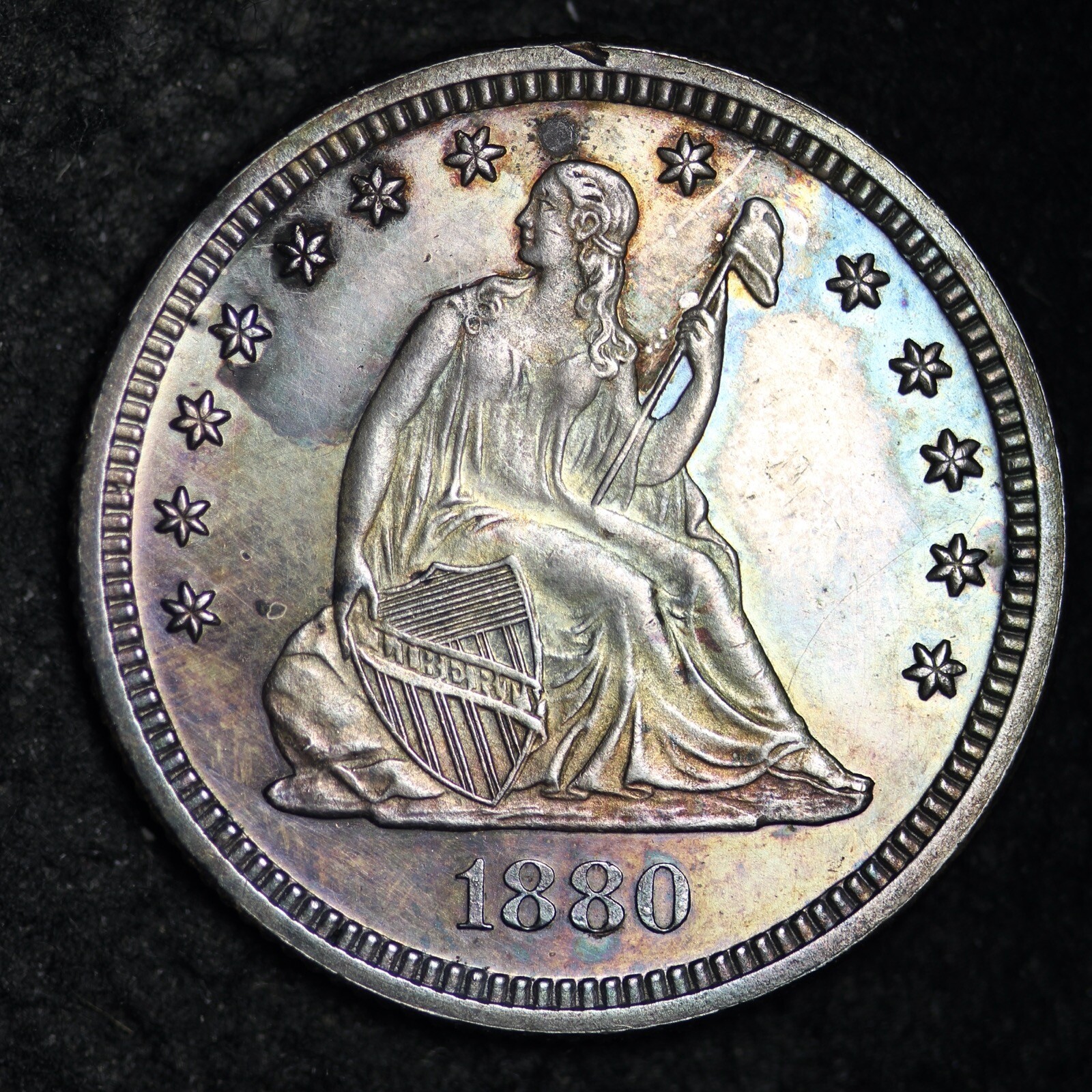 1880 TONED Seated Liberty Silver Quarter PROOF SHIPPING E267 QFXD | eBay