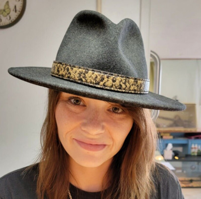 FAUX Leather PYTHON hatband brown snake skin adjustable Western cowboy ...