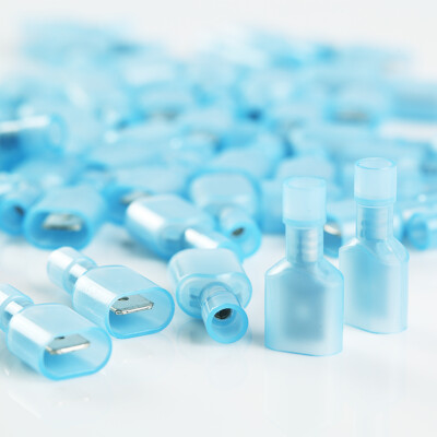 (100) Blue Male Quick Disconnects for 16-14g Wire .250 Connector Fully ...