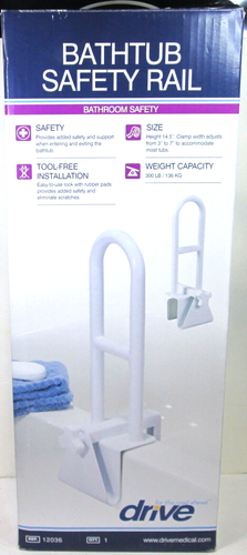 DRIVE Brand - Bathtub Safety Rail - White - New Opened Box 822383102672 ...