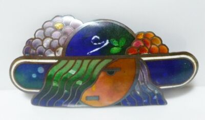 DAVID KUO CHAMPLEVE ENAMEL CLOISONNE BELT BUCKLE PENDANT LARGE ORNATE ...