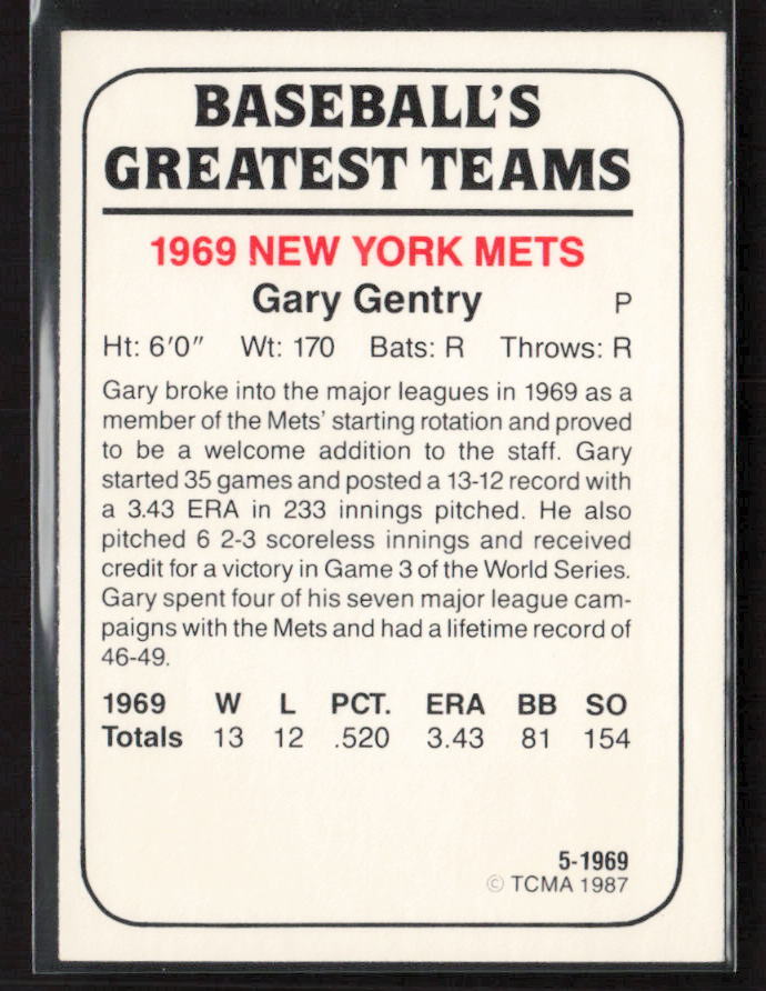 1987 TCMA Gary Gentry 5 | eBay