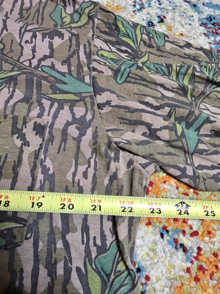 Vintage 90's Mossy Oak Green Leaf Camo Long Sleeve USA Single Stitch ...