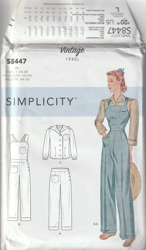 Simplicity Sewing Pattern 8447 Vintage 1940's Pants Overalls Blouses Sz ...