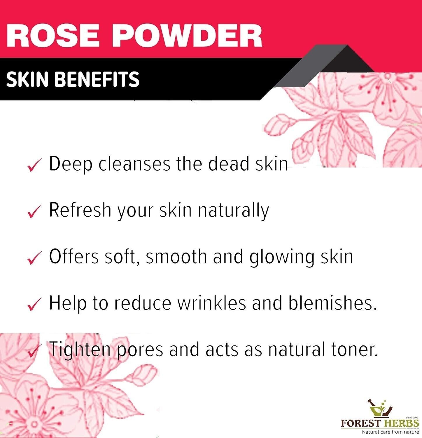 Natural Pure Rose Petals Powder For Soft,Glowing & Shiny, Deep ...