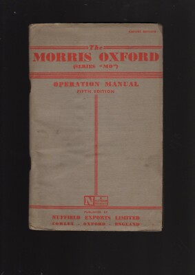 Morris Oxford Series MO Operation Manual. 5th Edition | eBay Australia