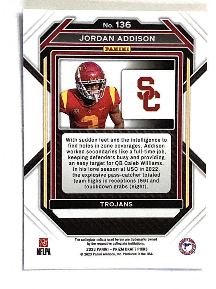 2023 Panini Prizm Jordan Addison Rookie Card #136 | eBay