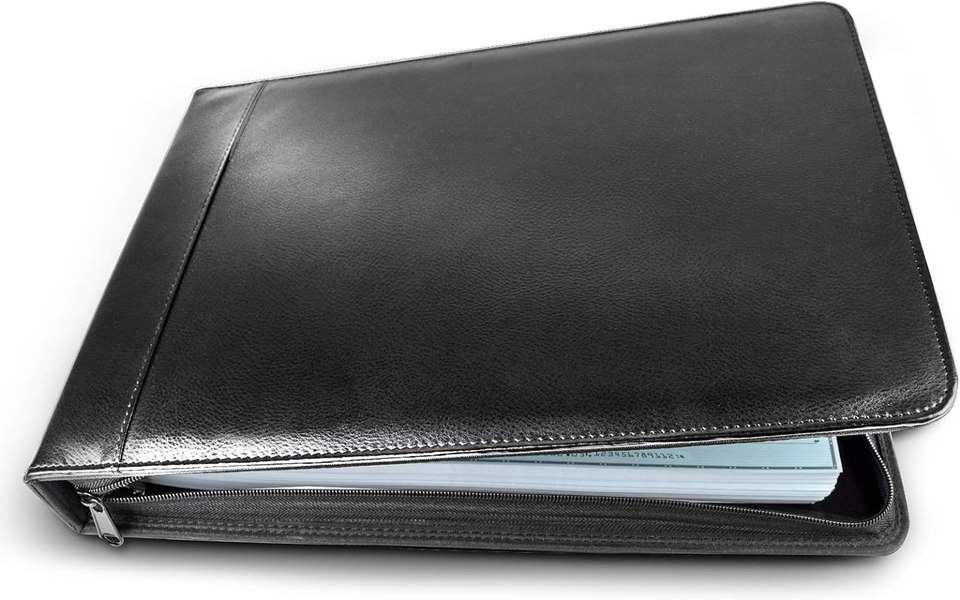 Executive Business Check Binder PU Leather 7 Ring Checkbook Cover (3 ...