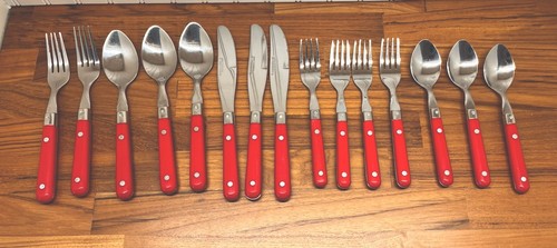 WF Washington Forge MARDI GRAS Flatware Red Handle Stainless Korea 15 ...