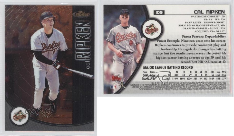 2001 Topps Finest Cal Ripken Jr #109 HOF 0x1 | eBay