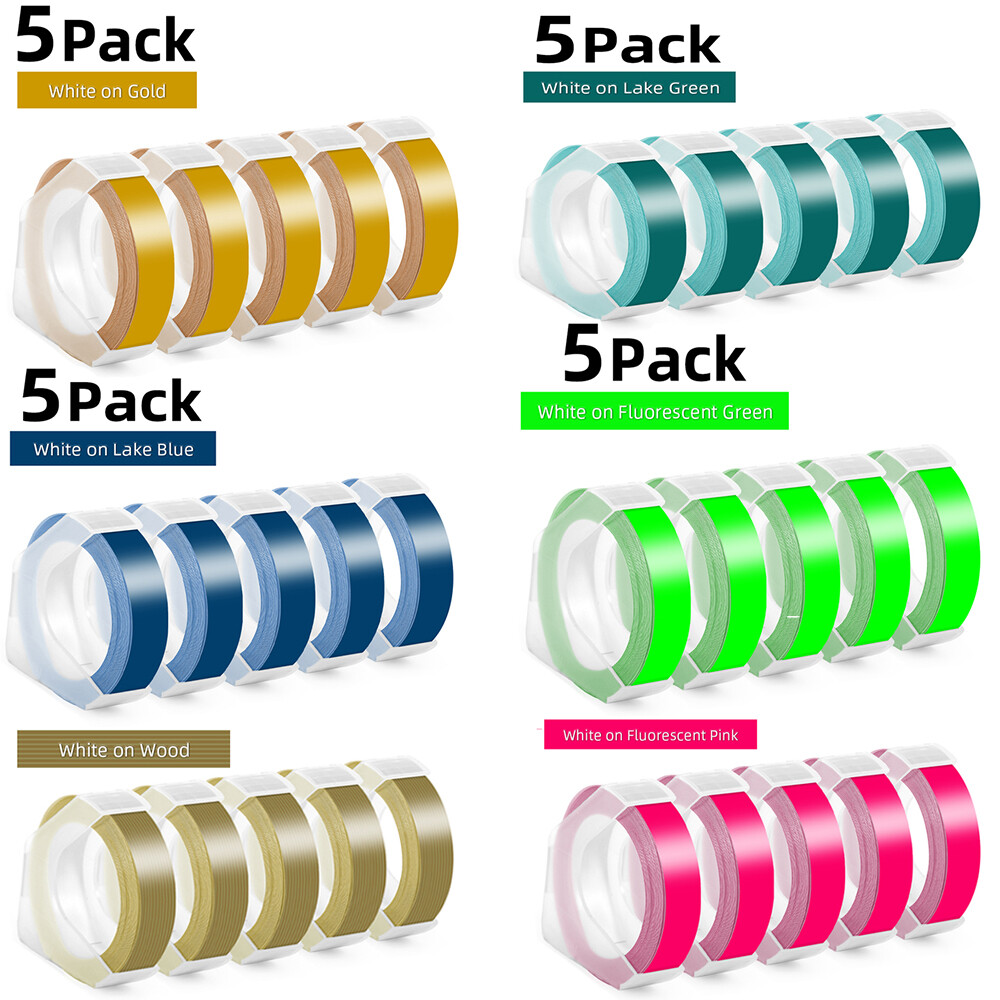 5PK Dymo 3D Embossing Label Tape 9mm for Dymo Organizer Xpress Label ...