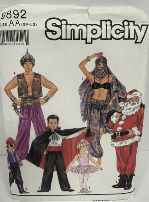 Simplicity Pattern 9892 Costumes Pirate Dracula Belly Dancer+ Adult ...