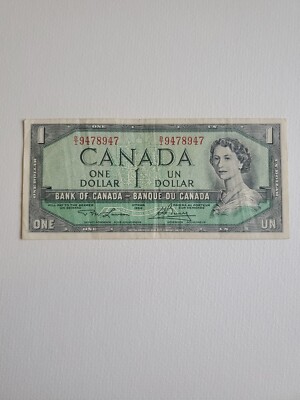 Queen ELIZABETH II Note Canada 1954 $1 RARE REPEATING SN 9478947 | eBay