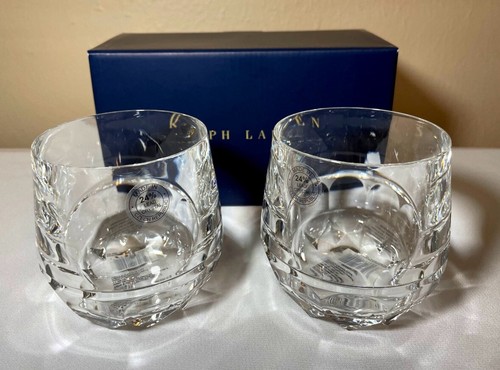 2 Ralph Lauren Monroe Double Old Fashioned Czech Cut Crystal Whiskey ...