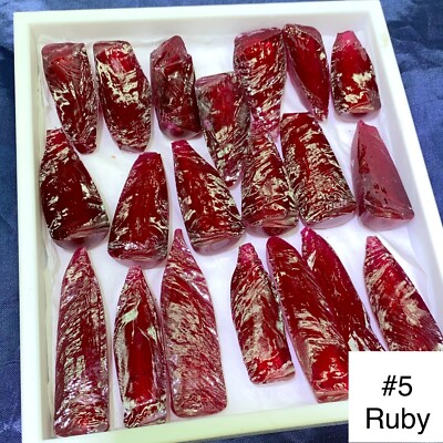 LAB CREATED 1/2 KG 500 G EXCELLENT RUBY #5 B GRADE ROUGH CORUNDUM (Half ...