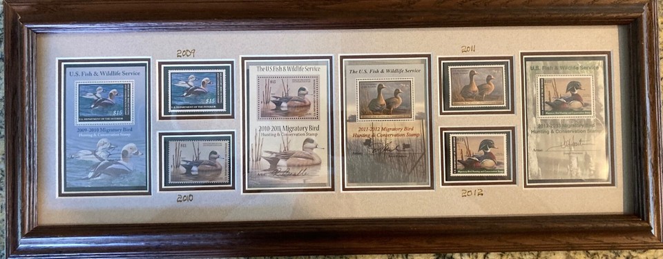federal duck stamp collection framed; includes mini sheets now includes ...