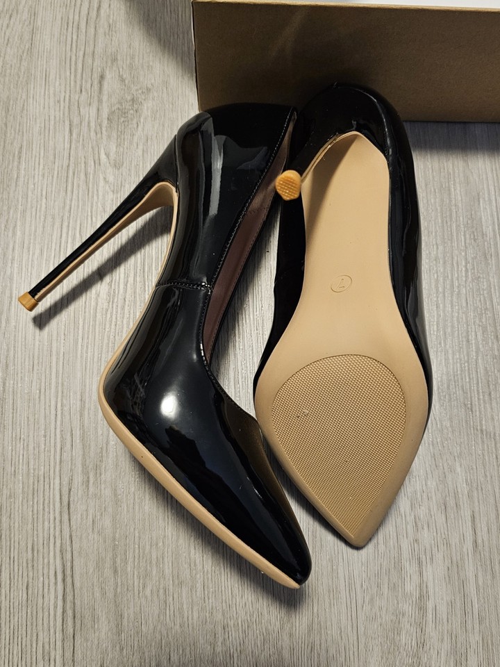 Genshuo Women's Blac4.7 " Pointy Closed Toe Prom Party Stiletto Pumps ...