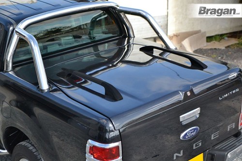 BLACK Roof Rails For Ford Ranger 2016-2023 4x4 Hard Tonneau Cover Top ...