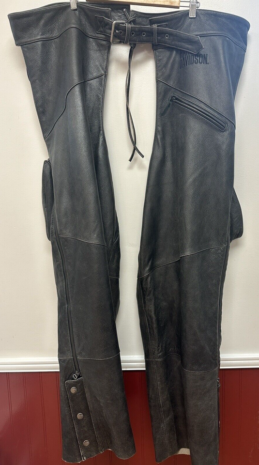 NEW Harley-Davidson Men's Embroidered Distressed Leather Chaps, Black ...