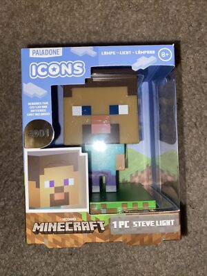 Minecraft ICONS Steve Night Light Lamp 3D Character Figure Paladone ...