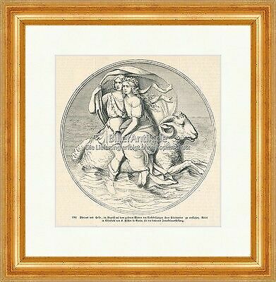 Phrixus und Helle Widder Relief Fischer London Flucht Holzstich E 20789 ...