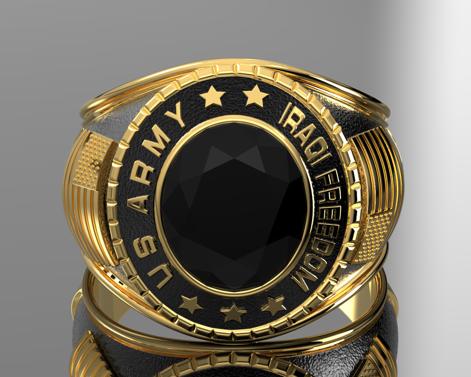 Iraqi Freedom Men's 14k Yellow or White Gold US Army Military Solid ...