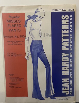 1973 Jean Hardy Sewing Pattern #350 - Misses Flared Pants - Hip 32-46 ...