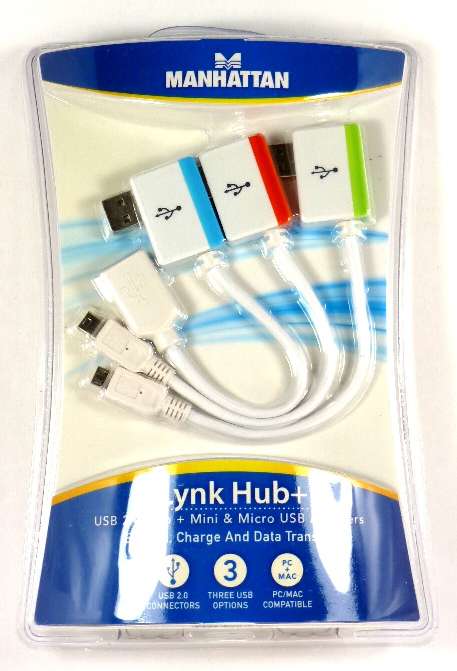 161657 MANHATTAN iLynk Hub+USB Hub,Micro&Mini USB Adapter,Add an ...