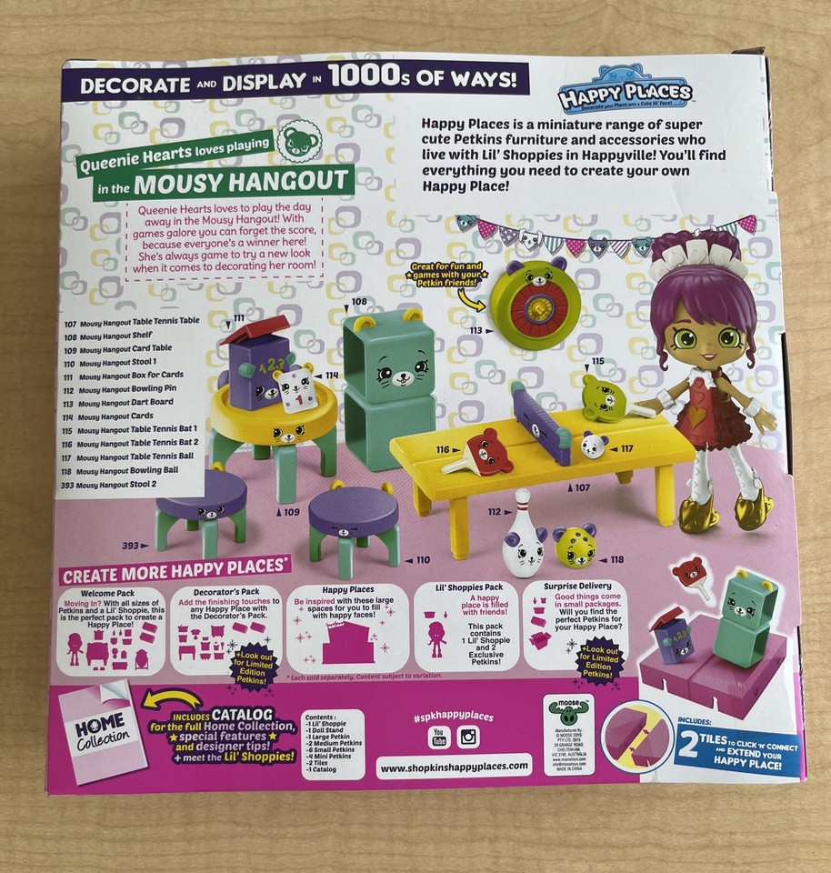 Shopkins Happy Places MOUSY HANGOUT Welcome Pack QUEENIE HEARTS Shoppie ...