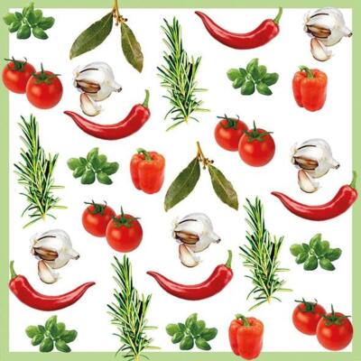 PAPER NAPKINS PK20 ITALIAN VEGETABLES TOMATO PEPPER ROSEMARY MADE IN ...