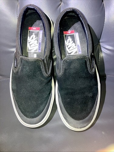 Vans Men's BMX Slip-On Pop Cush Black White Suede Skate Shoes Sneakers ...