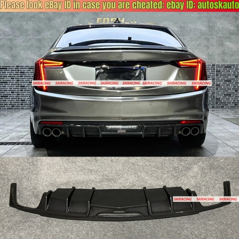 For 19-22 Cadillac CT6 ABS Carbon Fiber Look Rear Bumper Diffuser Lip ...