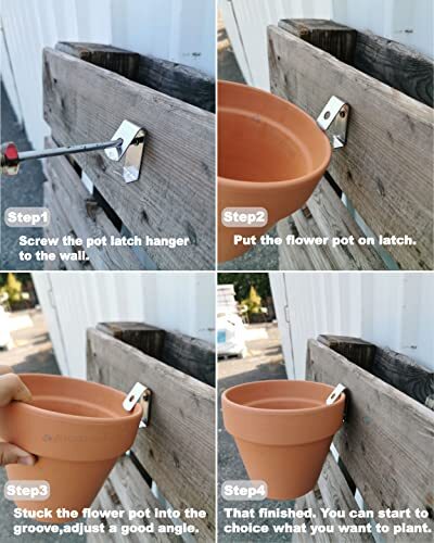 12 Pack Stainless Steel Plant Hangers Flower Pot Clips - Outdoor Wall ...