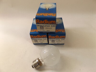 3 Stück Radium G60 Globe Ø 60 Eiskristall Kugelbirne E27 40W NEU ...