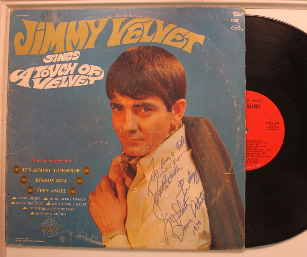 Jimmy Velvet Autographed Lp Sings A Touch Of Velvet On Velvet Tone - Vg ...