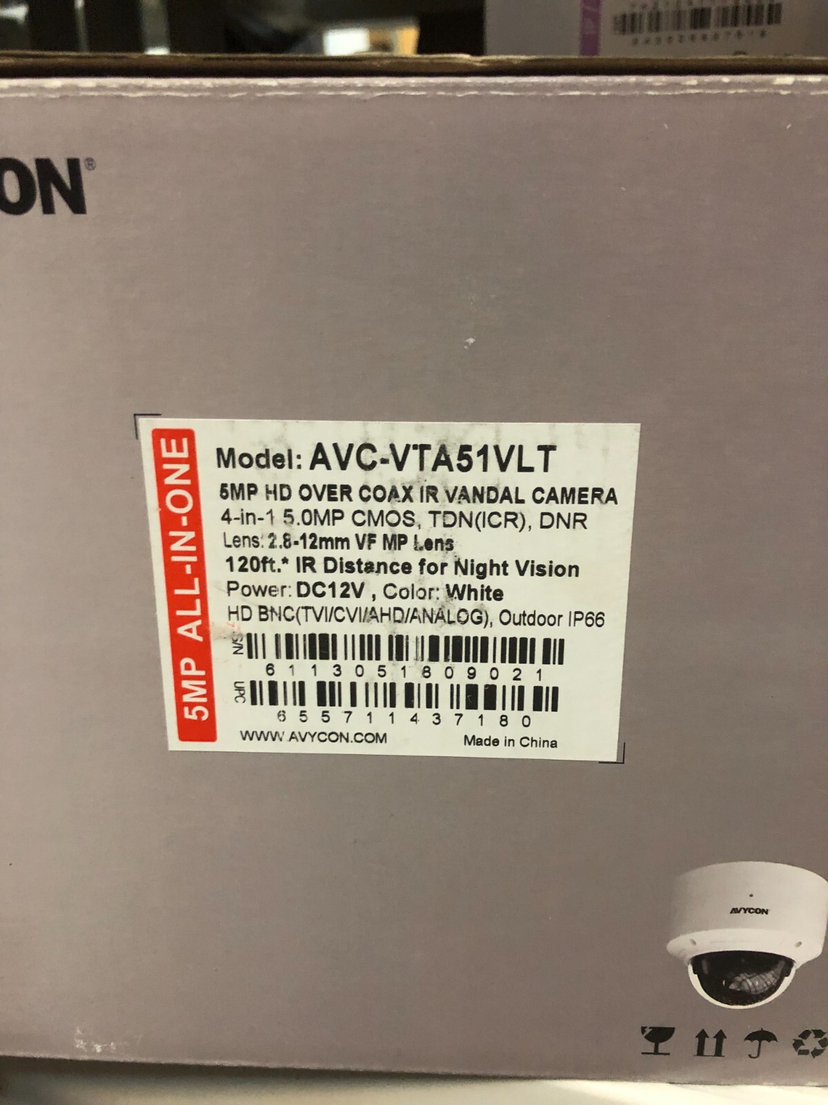 Avycon AVC-VTA51VLT 5MP HD-TVI / CVI / AHD / Analog Outdoor Dome Cam | eBay