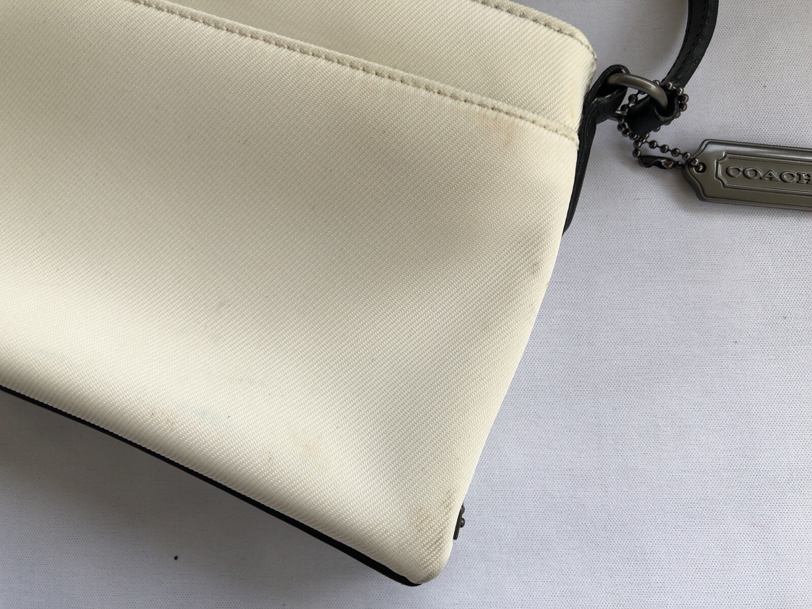 COACH MERCER Ivory Black Twill Demi Pouchette Clutch … - Gem