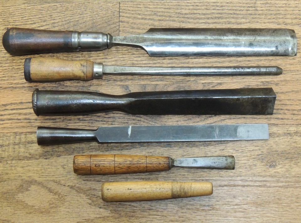ASSORTED CHISEL/GOUGE/CARVING TOOL LOT-BUCK-GREENLEE-G & D-ANTIQUE HAND ...