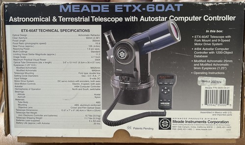 Meade ETX-60 AT Refractor Telescope for sale online | eBay