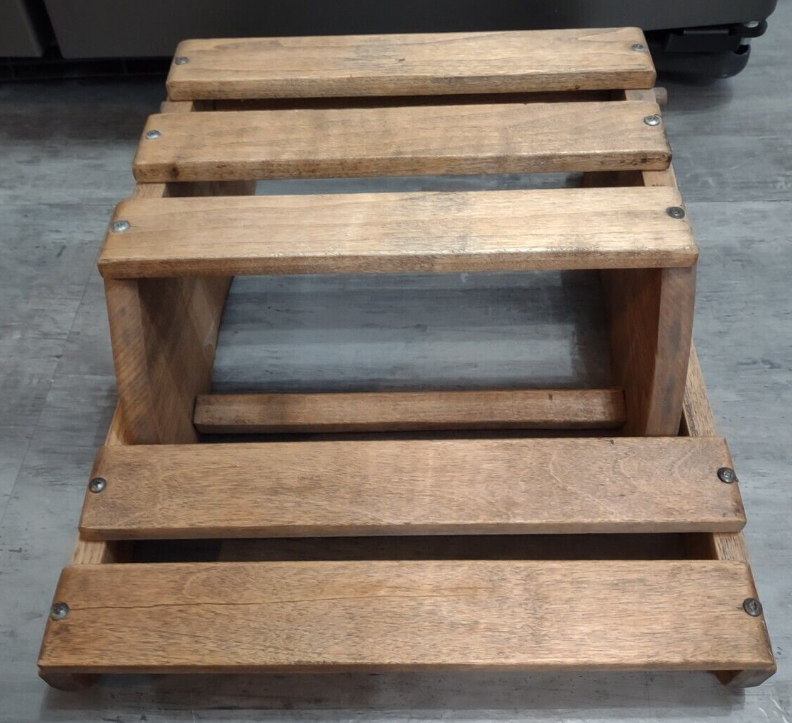 Vintage Children's Wooden Chair Step Stool Combo Sit and Stand | eBay