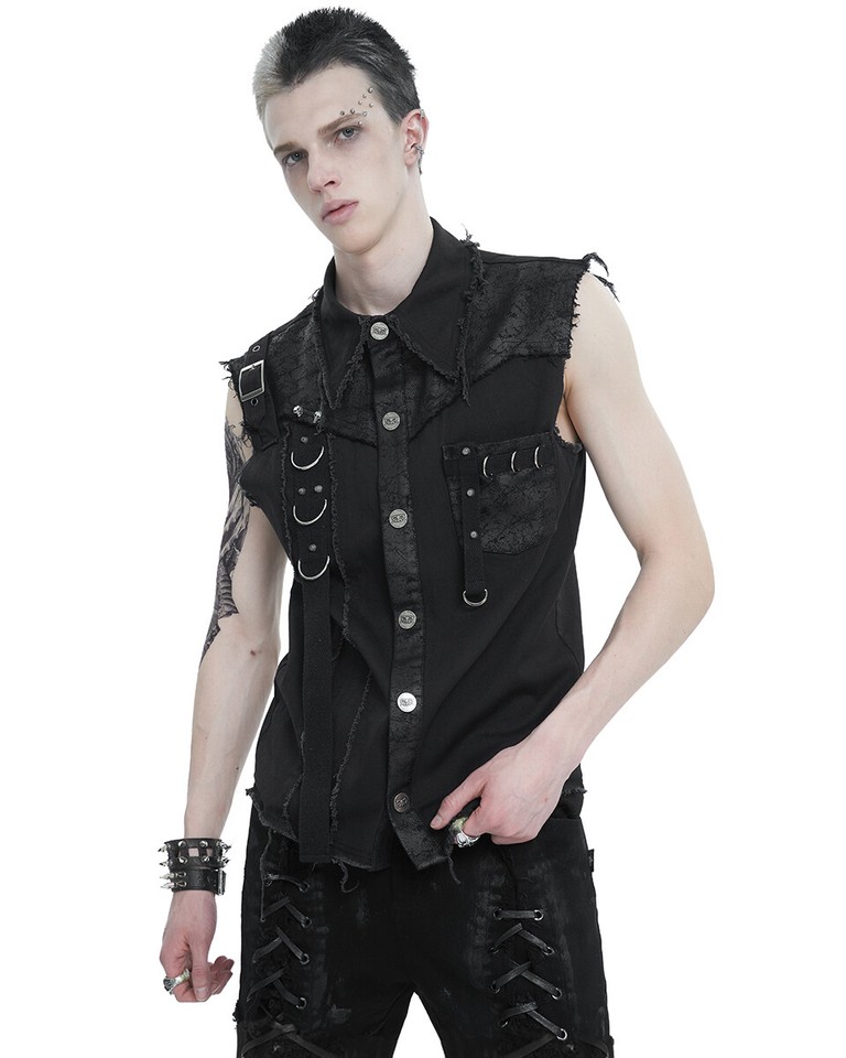 Devil Fashion Mens Apocalyptic Punk Sleeveless Cut-Off Biker Shirt | eBay