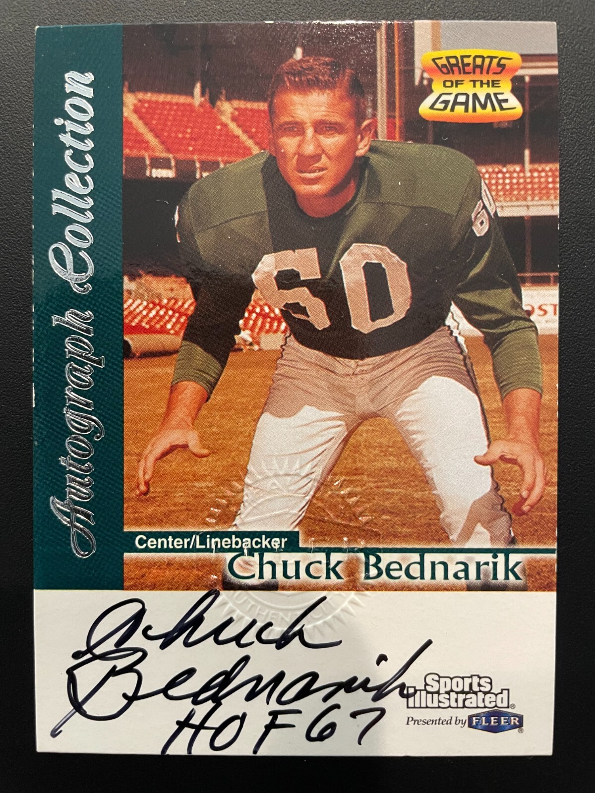 Chuck Bednarik Signed 1999 Fleer Sports Illustrated Card Autograph ...