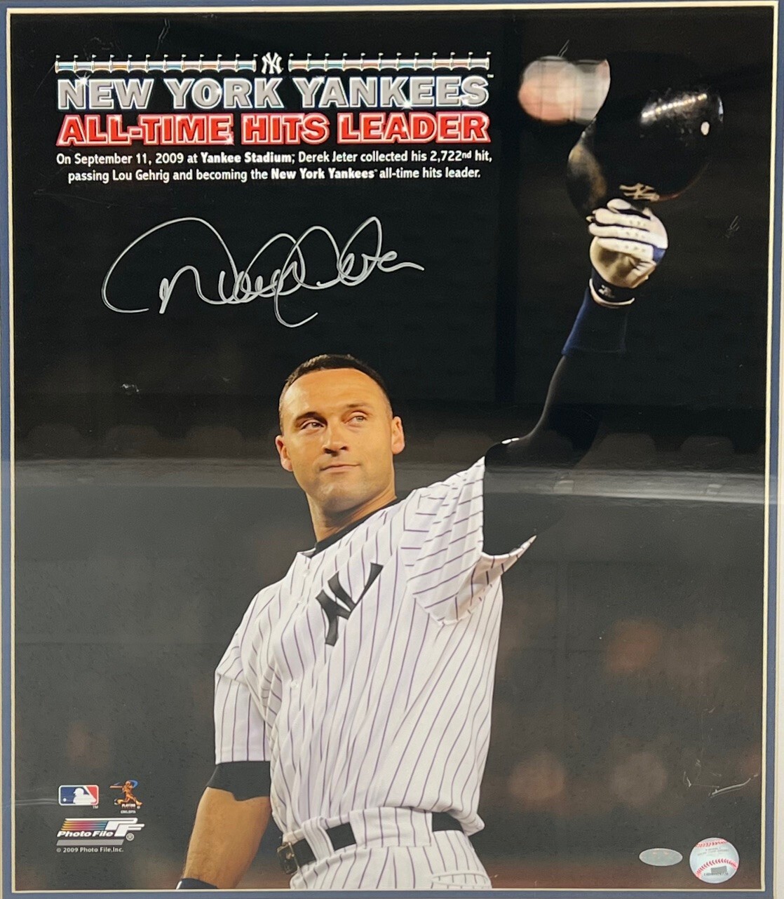 Derek Jeter HOF Yankees Signed All Time Hits 16x20 Framed Photo AUTO ...