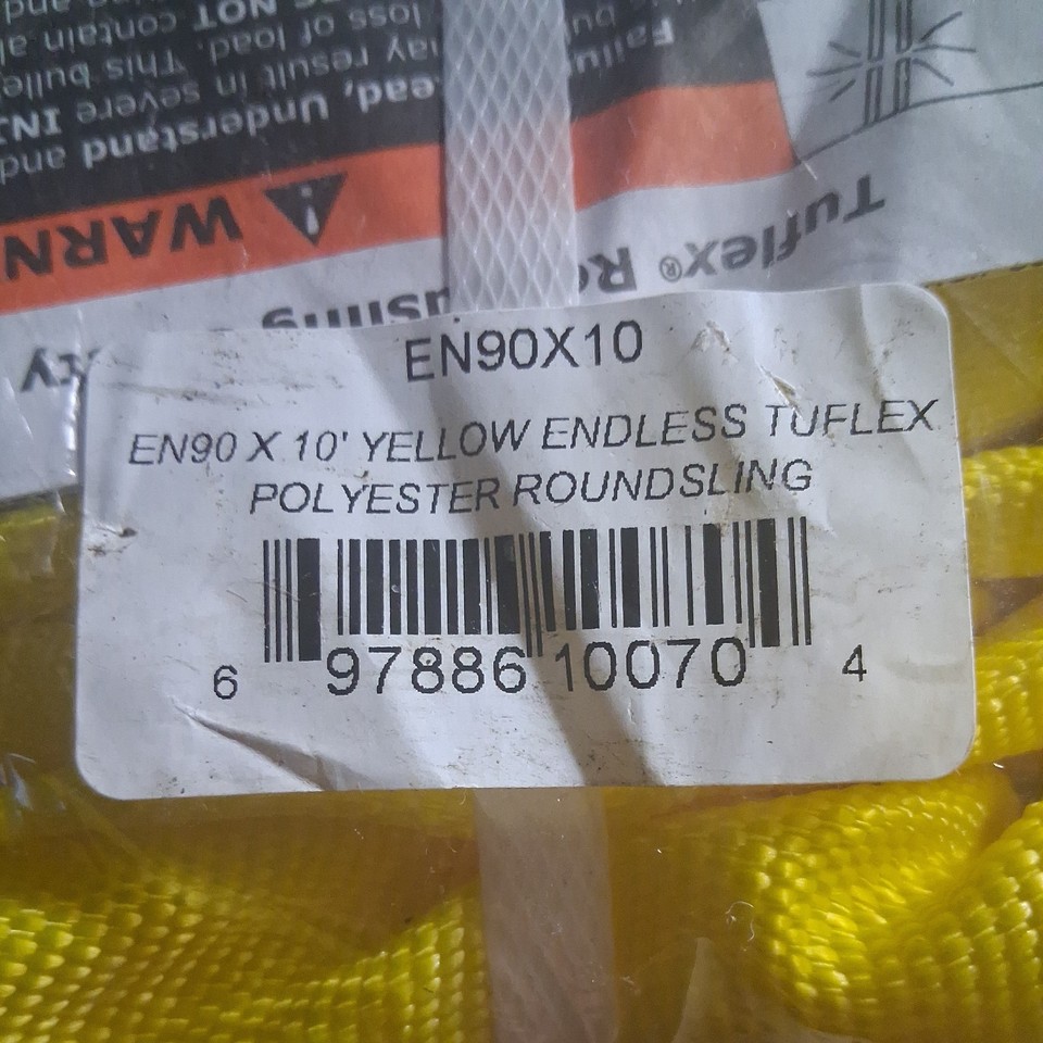 LiftAll EN90X10 10 ft Yellow Endless Round Sling Tuflex 8,400 lb ...